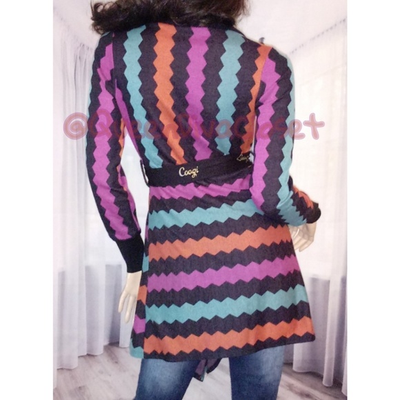 COOGI | Sweaters | Coogi Zig Zag Flare Belted Sweater Dress Tunic ...